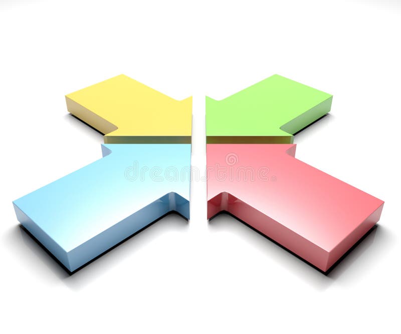 3D Four Arrow Rotation Icon Stock Illustration - Illustration of graph ...