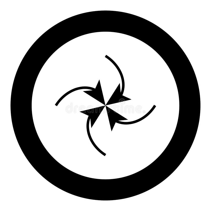 Four Arrows Point Show To Dot Icon Black Color Vector Illustration ... Four Arrows Point Show To Dot Icon Black Color Vector Illustration ...