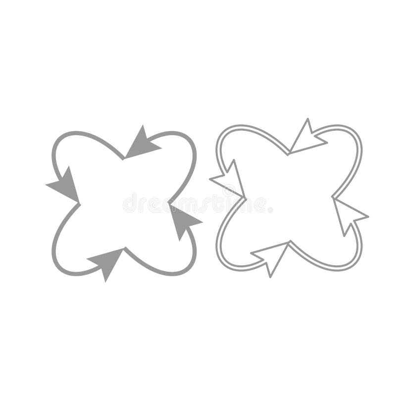 Four Arrows in Loop in and from Center Icon Set Stock Vector ...