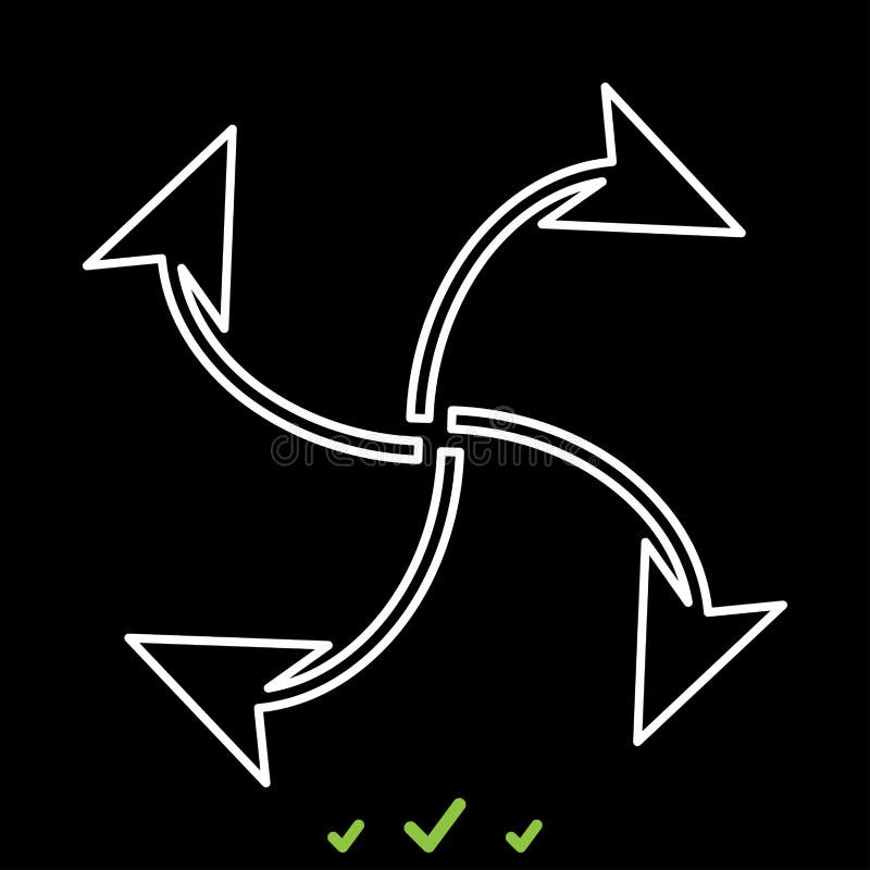 Four Arrows in Loop from Center it is White Icon . Stock Vector ...