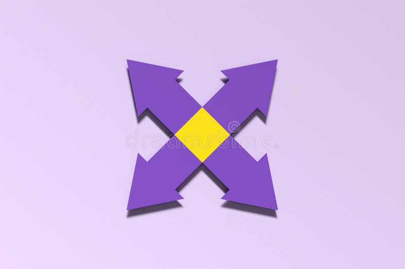 Four Arrows in Opposite Directions on Purple Background Stock ...