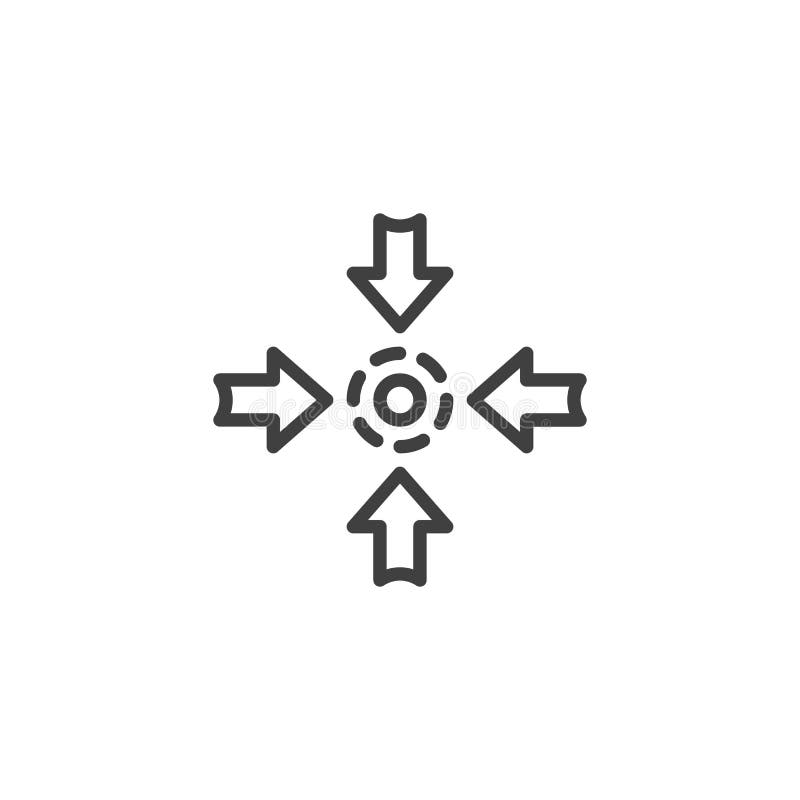 Four Arrows Point To Button Line Icon Stock Vector - Illustration of ... Four Arrows Point To Button Line Icon Stock Vector - Illustration of ...