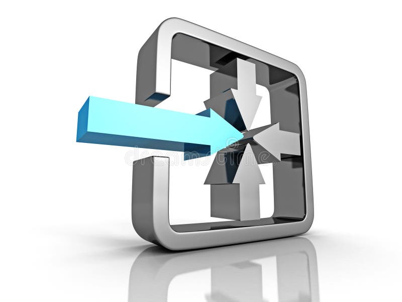 Four 3d Arrows Converge Point Center Stock Photos - Free & Royalty-Free ...
