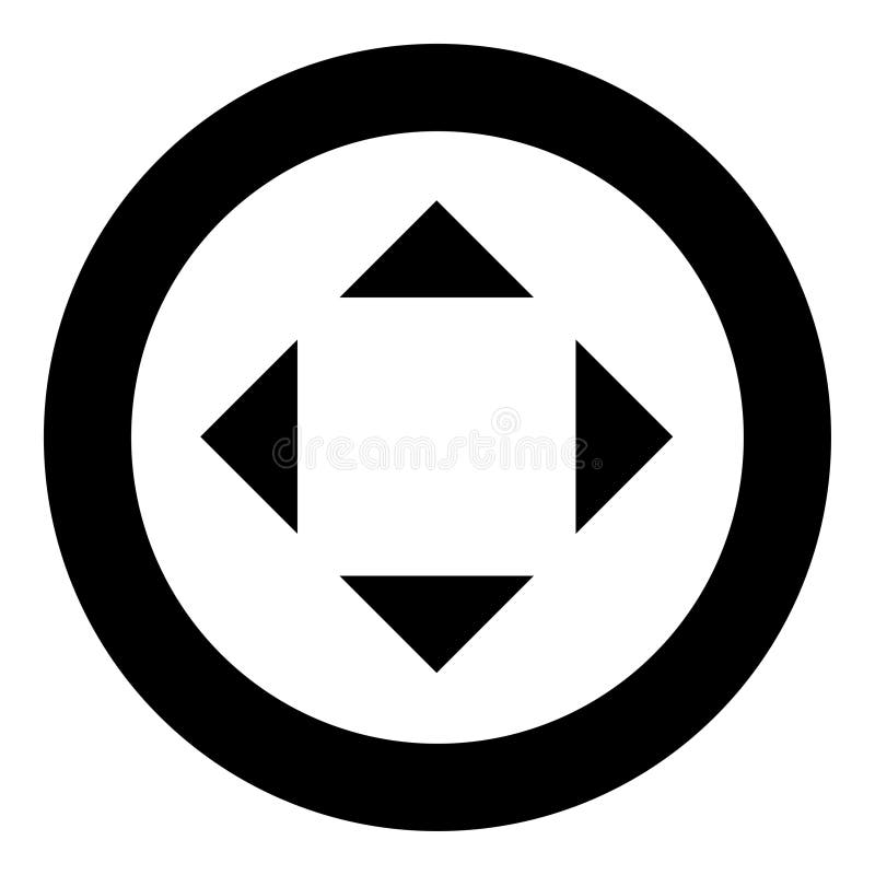 Four Arrows Pointing from the Center Symbol Location Icon in Circle ...