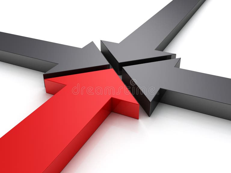 Four Arrows Pointing in One Center Direction Stock Illustration ...