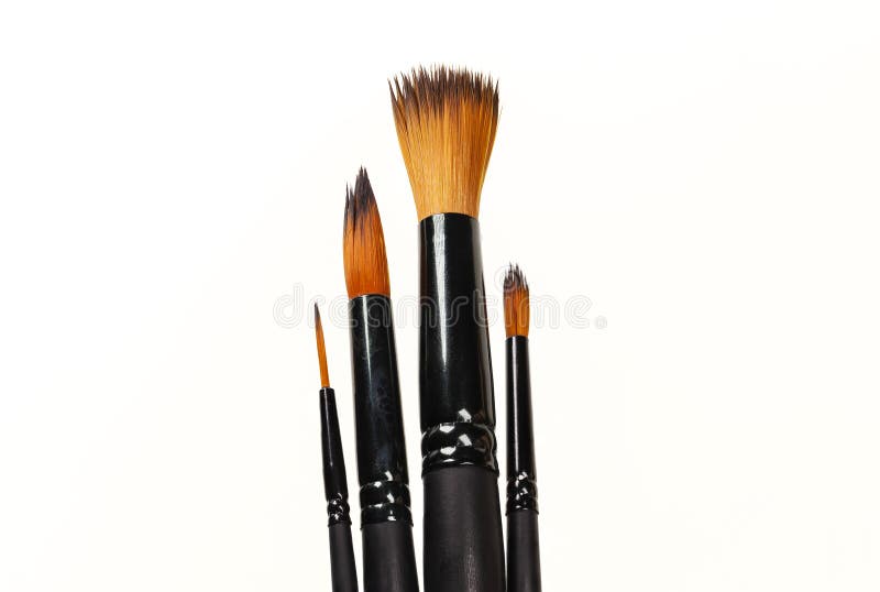 Four Art Brushes of Different Calibers in a Vertical Position Stock ...