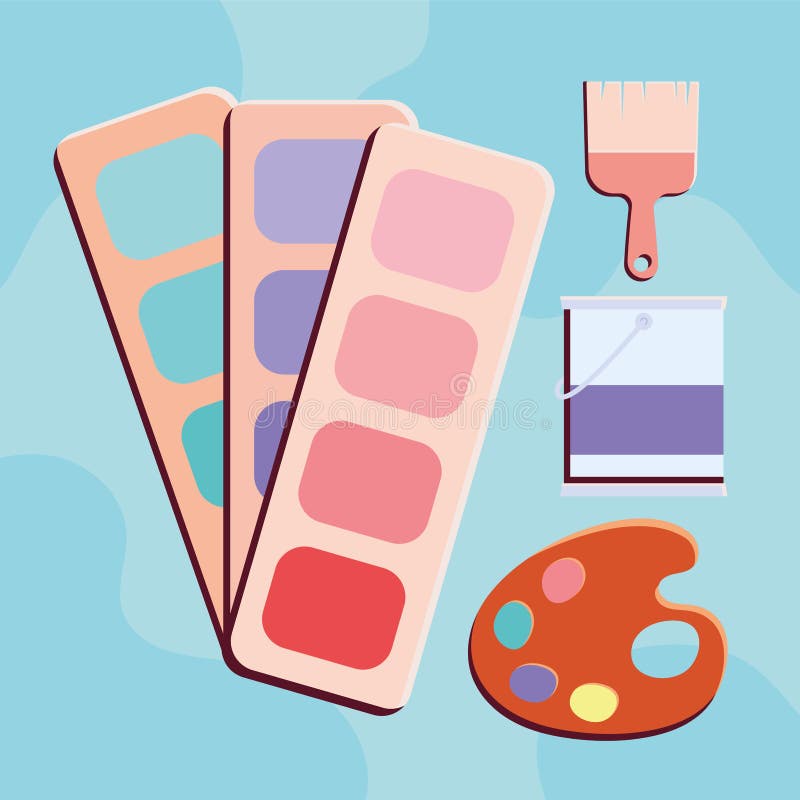 Four art items stock vector. Illustration of palette - 233108343