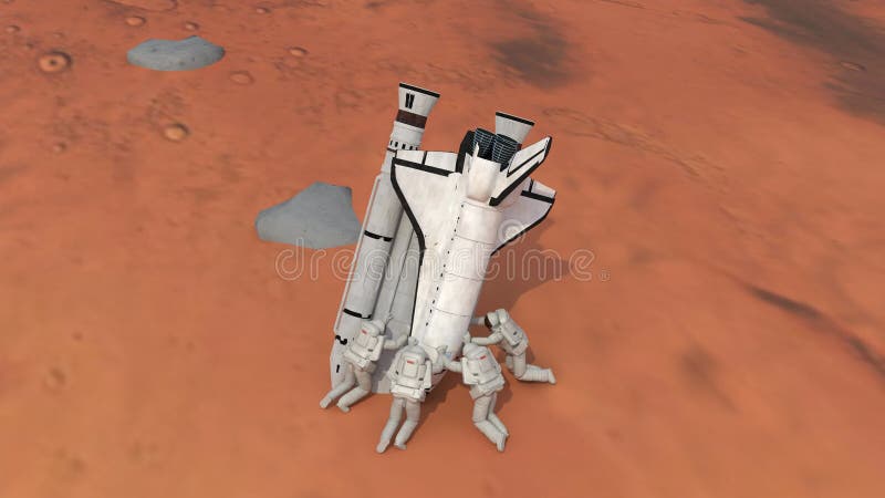 Astronaut Pushing a Crashed Space Shuttle on Mars Stock Footage - Video ...