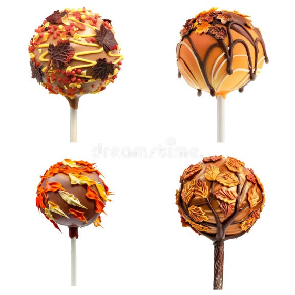 Four Autumn-Themed Cake Pops on Sticks Stock Image - Illustration of ...