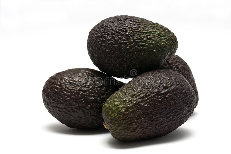 Four Avocado Seeds Served in a Blue Plate Stock Photo - Image of food ...