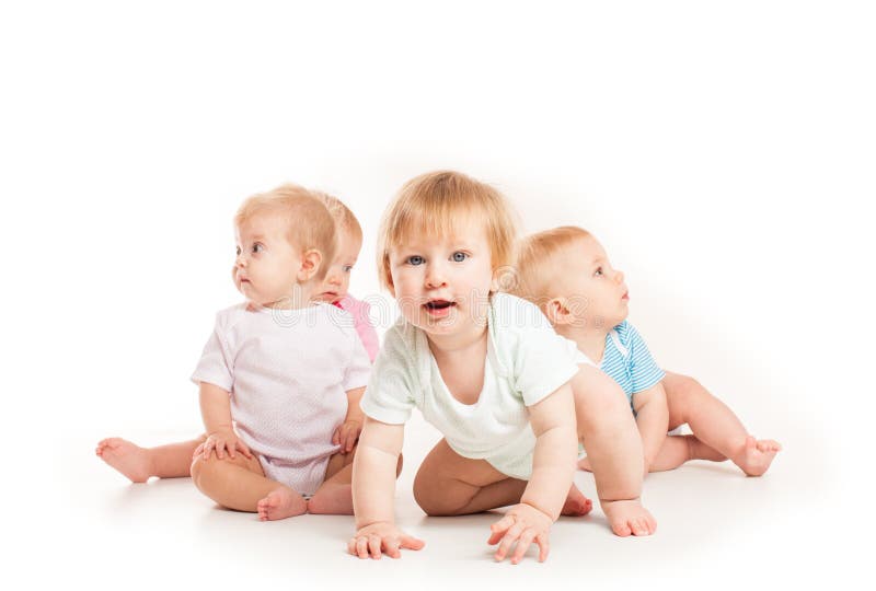 Four babies isolated stock image. Image of friendship - 85576769
