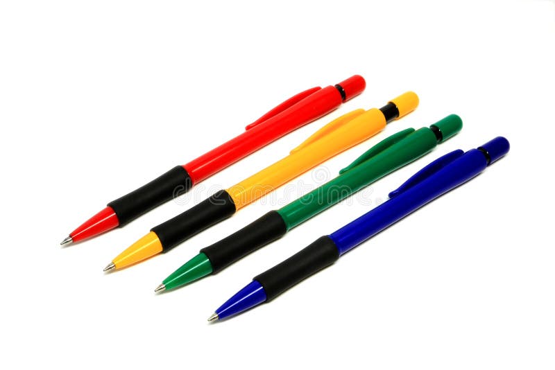 Four ball point pens stock image. Image of painting, plastic - 7868213