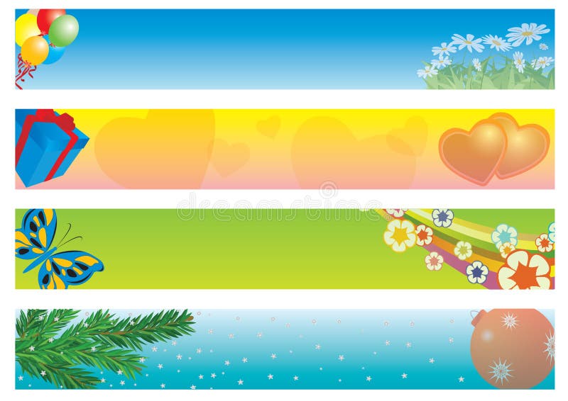 Four banners stock vector. Illustration of rectangle - 15381927