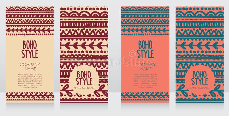 Four banners in boho style stock vector. Illustration of abstract ...