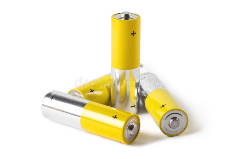 Four Batteries Top View Isolated Stock Image - Image of battery, view ...
