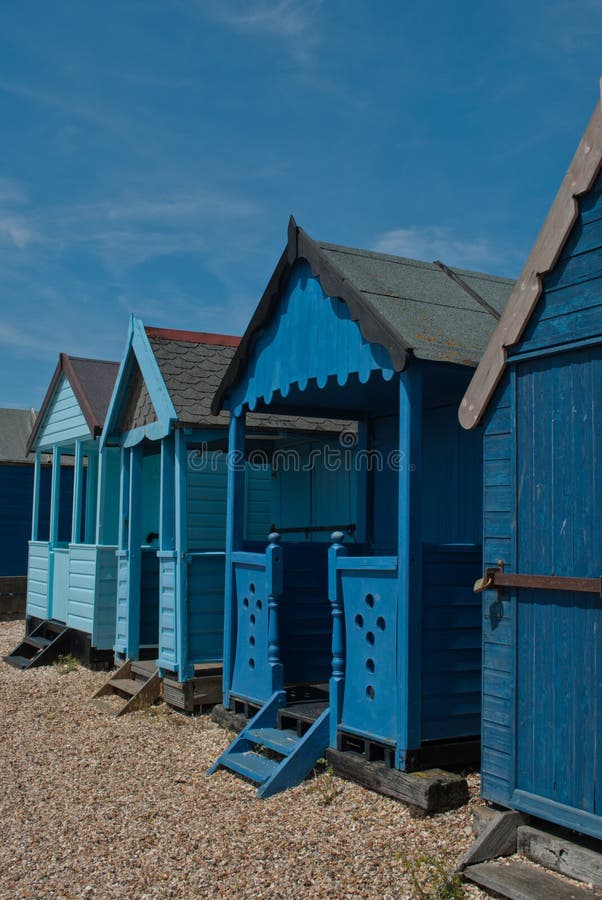 Four Beach Huts stock photo. Image of pebbles, paint - 33653742