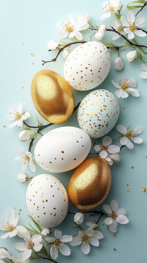 Four Beautifully Designed Eggs Featuring Gold and White Patterns ...