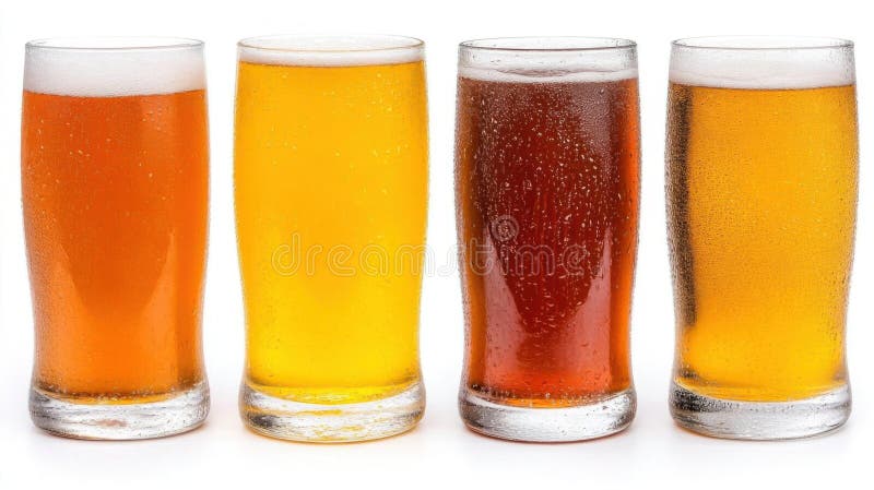 Four Beer Types, Pint Glasses, Cold Drinks Stock Image - Image of ...