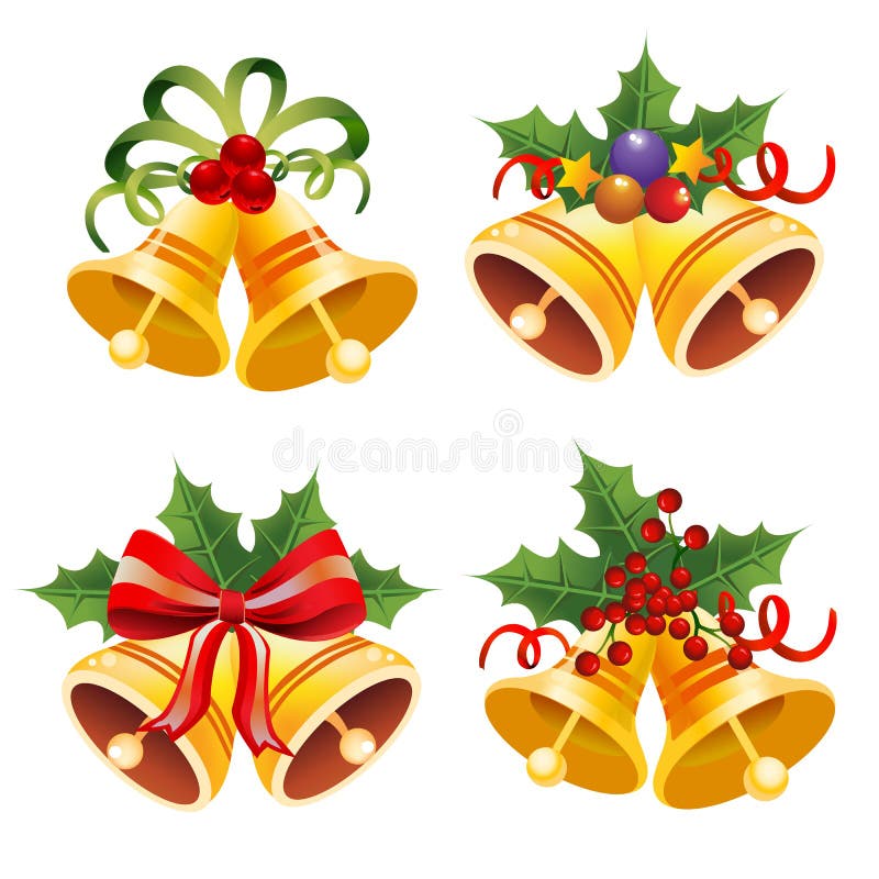 Four bell christmas theme stock vector. Illustration of holly - 176697649