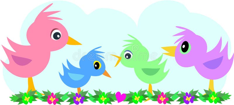 Four Birds in a Row stock vector. Illustration of feather - 13222888