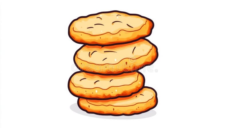 Four Biscuits Stacked Neatly on White Background with Soft Shadows ...