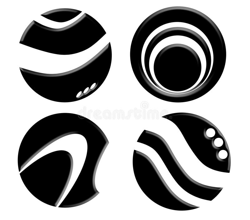 Four black circular logos stock illustration. Illustration of number ...