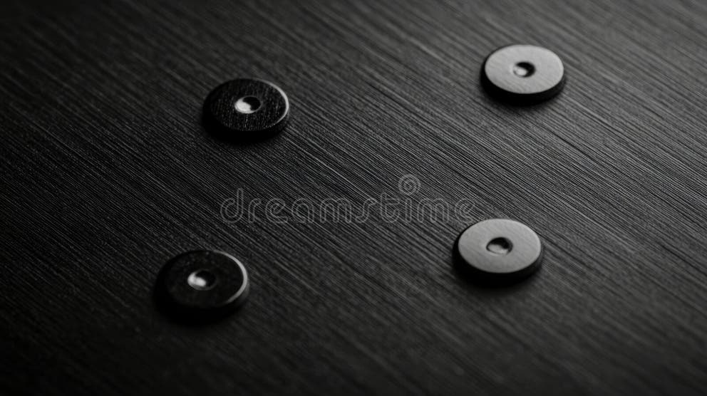 Four Black Circular Objects Arranged in a Square Formation on a Black ...