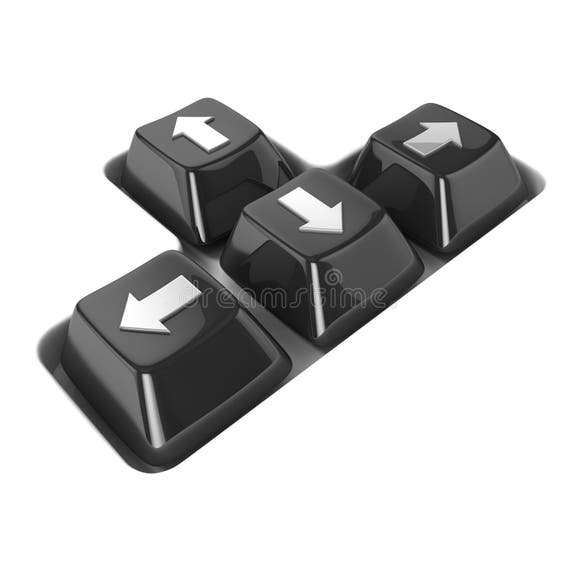 The Four Black Keyboard Arrows Keys on a White Background. Side View ...