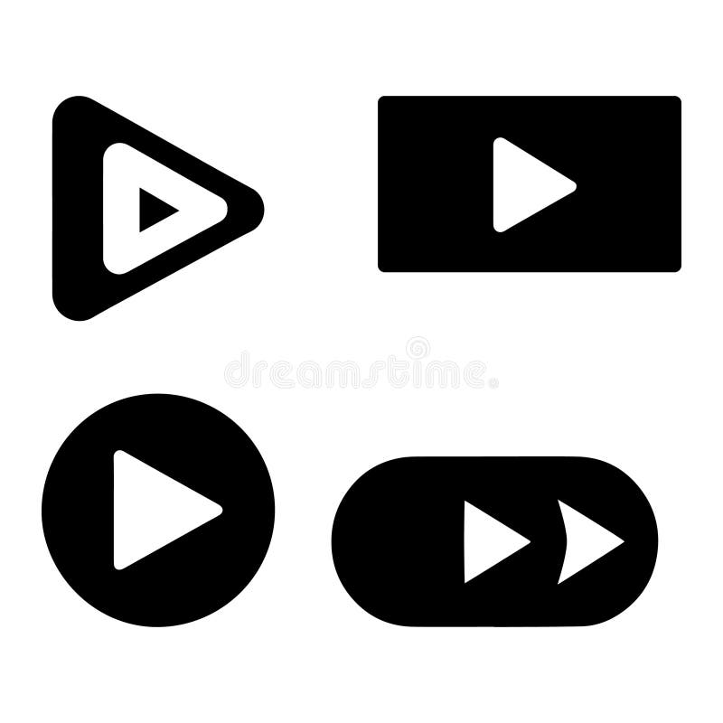 Four Black Play and Control Icons on a White Background Stock Vector ...