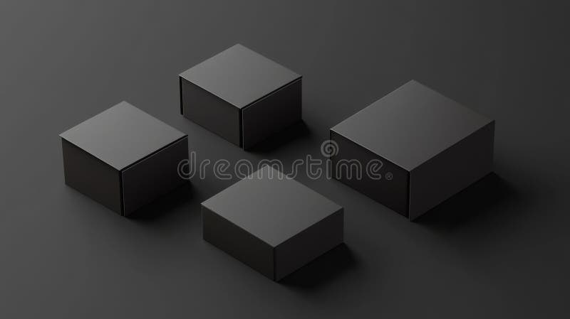 Four Black Square Boxes on Dark Background Stock Illustration ...