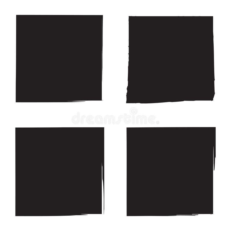 Four Black Squares. Irregular Edge Design. 2x2 Grid Layout. Vector ...