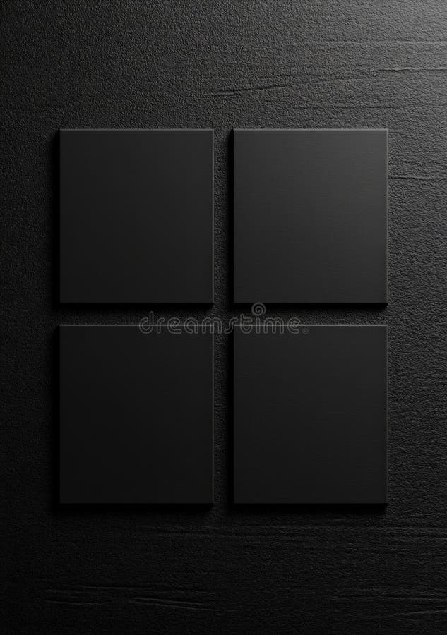 Four Black Squares are Stacked on a Black Surface Stock Photo - Image ...