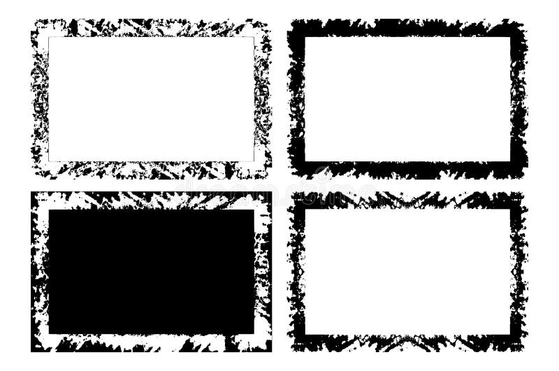 Four Black and White Grunge Circular Frames with Different Designs ...