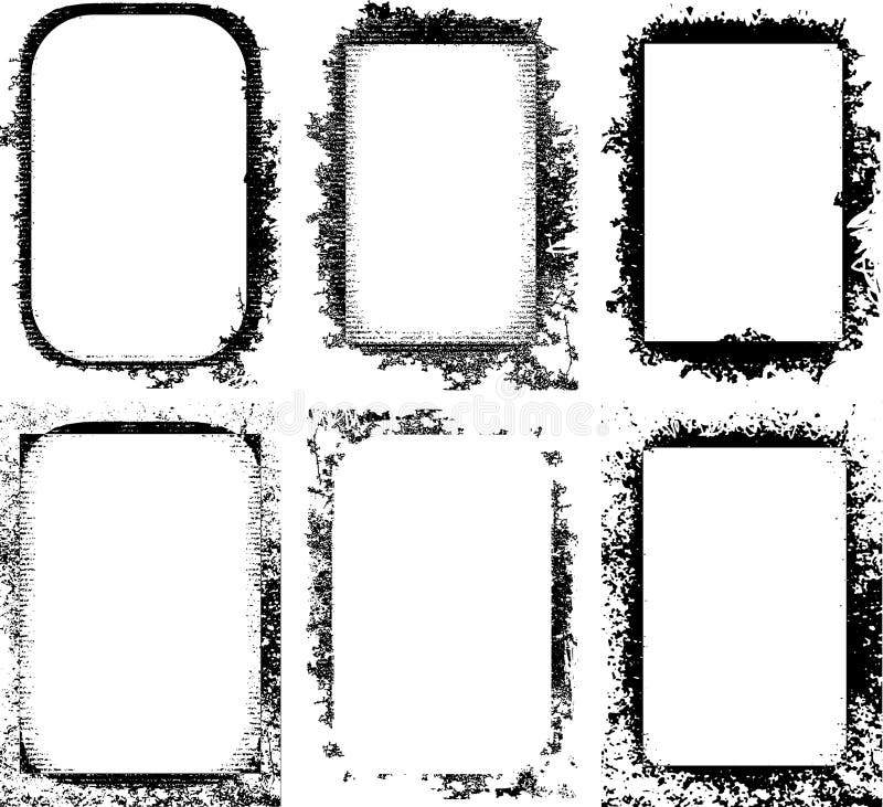Four Black and White Grunge Frames with a Square in the Middle, Frames Set Stock Illustration ...