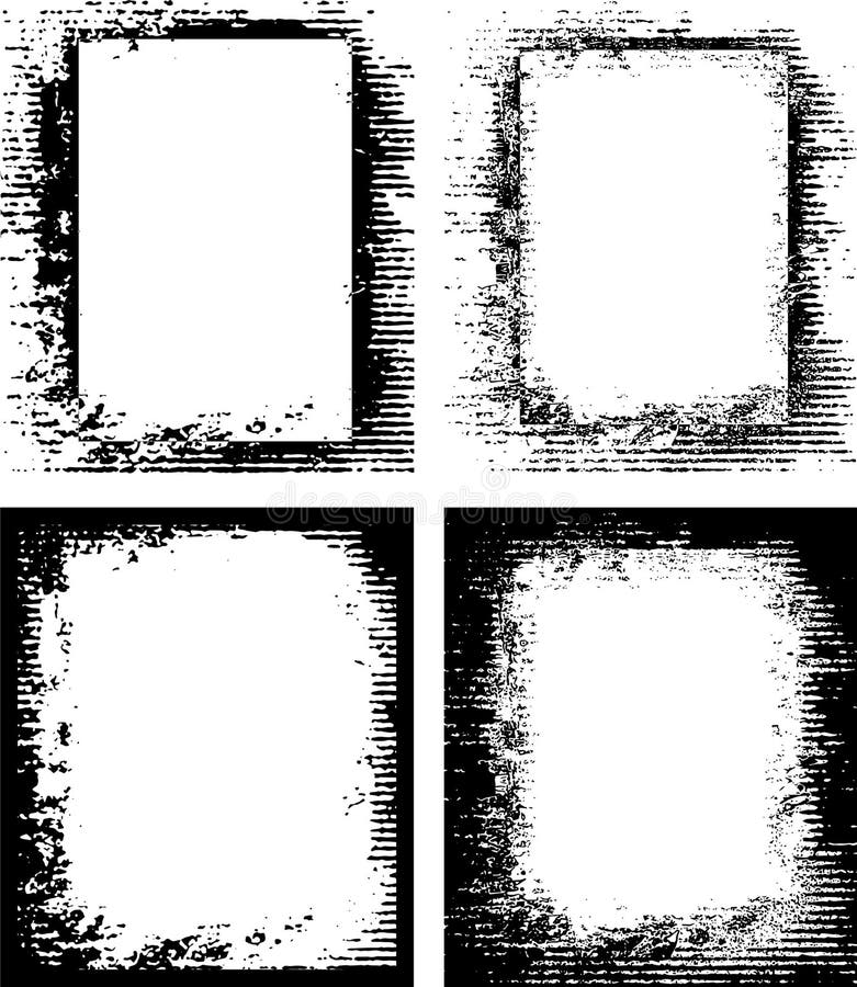 Four Black and White Grunge Frames with a Square in the Middle, Frames ...