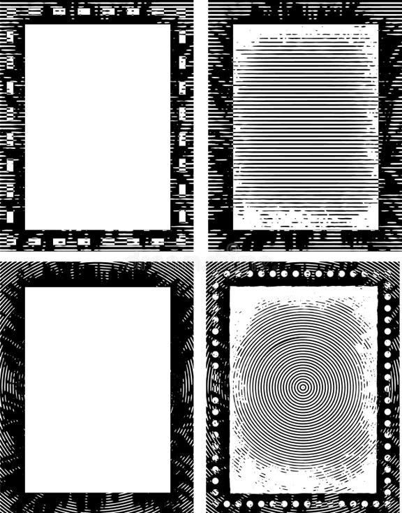 Four Black and White Grunge Frames with a Square in the Middle, Frames ...