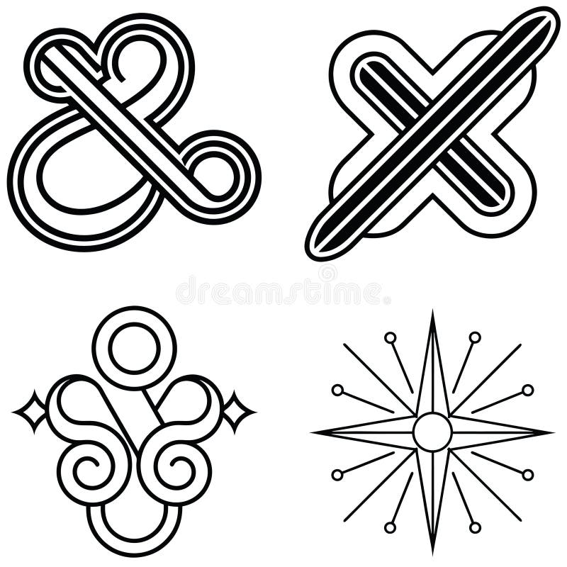 "Set of Modern Geometric Vector Badges in Black and White Line Art ...