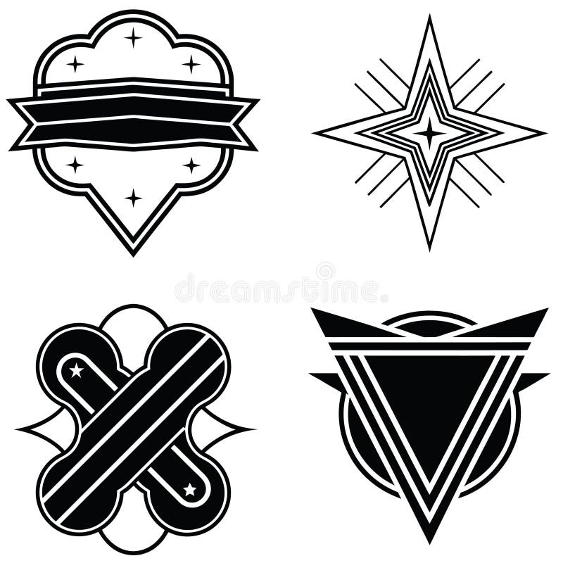 "Set of Modern Geometric Vector Badges in Black and White Line Art ...