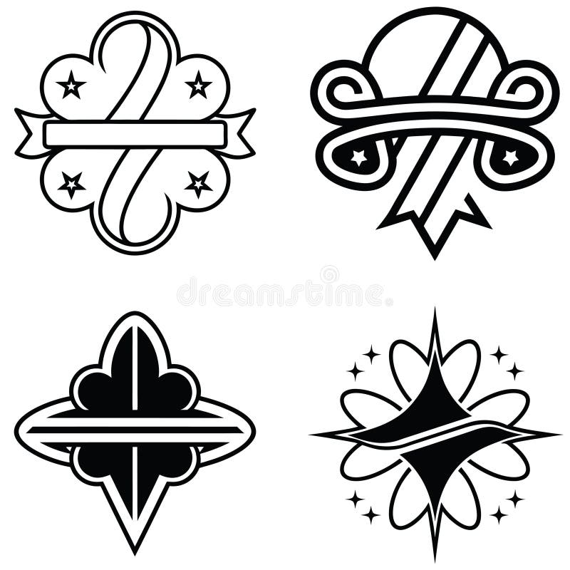 "Set of Modern Geometric Vector Badges in Black and White Line Art ...