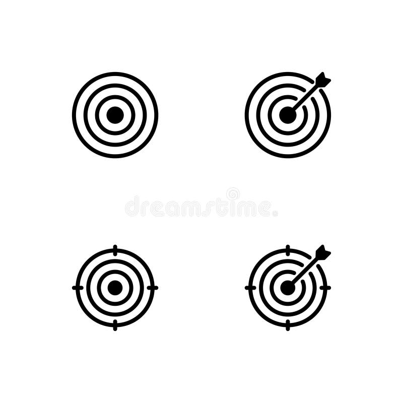 Target Icon Set. Aim Icon. 4 Icons. Stock Vector - Illustration of line ...