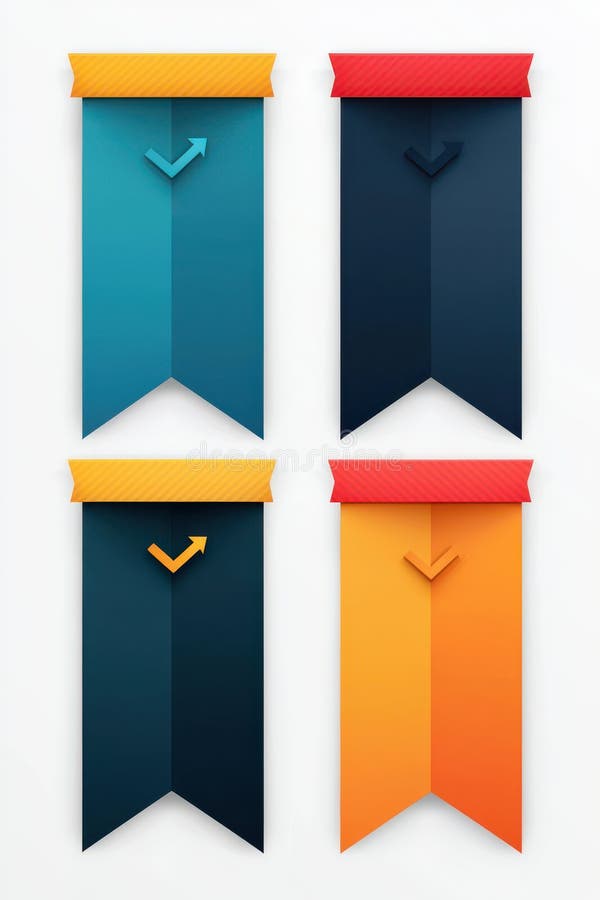 Four Blank Banners in Different Colors Featuring Arrows, Indicating ...