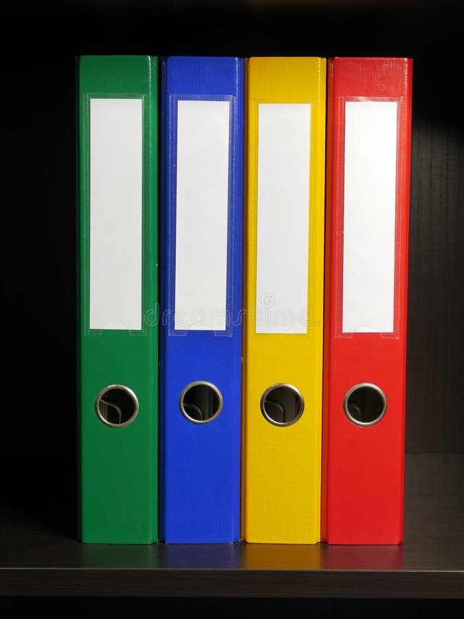 Four Blank Binders in Green, Blue, Yellow and Red Colors Stock Image ...