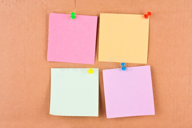 Four Blank Memo with Colourful Pins Stock Photo - Image of attachment ...