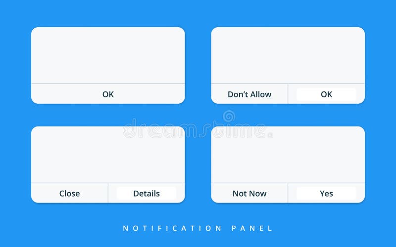 Four Blank Notifications Panel. Isolated Vector Illustration Stock ...
