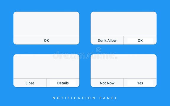 Four Blank Notifications Panel. Isolated Vector Illustration Stock ...