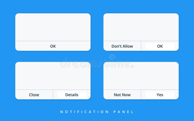 Four Blank Notifications Panel. Isolated Vector Illustration Stock ...