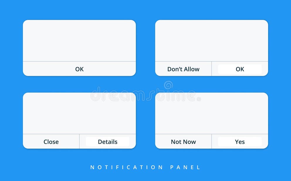 Four Blank Notifications Panel. Isolated Vector Illustration Stock ...