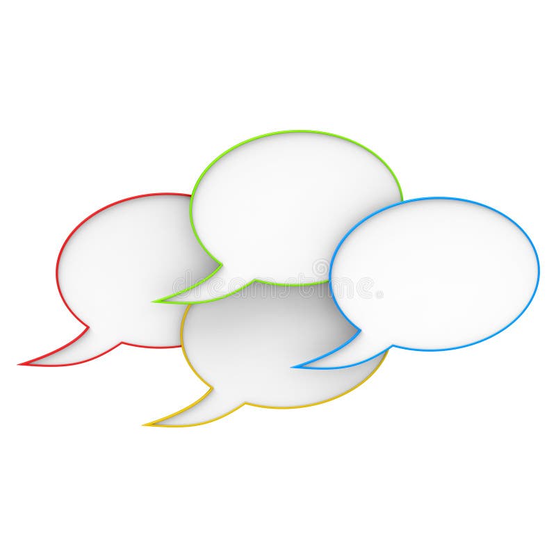 Four Blank Speech Bubble Sign. 3D Illustration. Stock Illustration ...