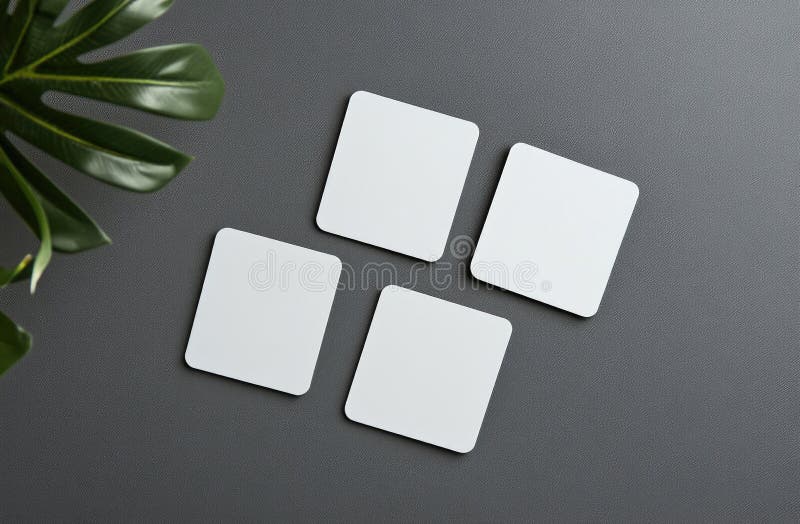 Blank Square Coasters Mockup Stock Illustration - Illustration of empty ...