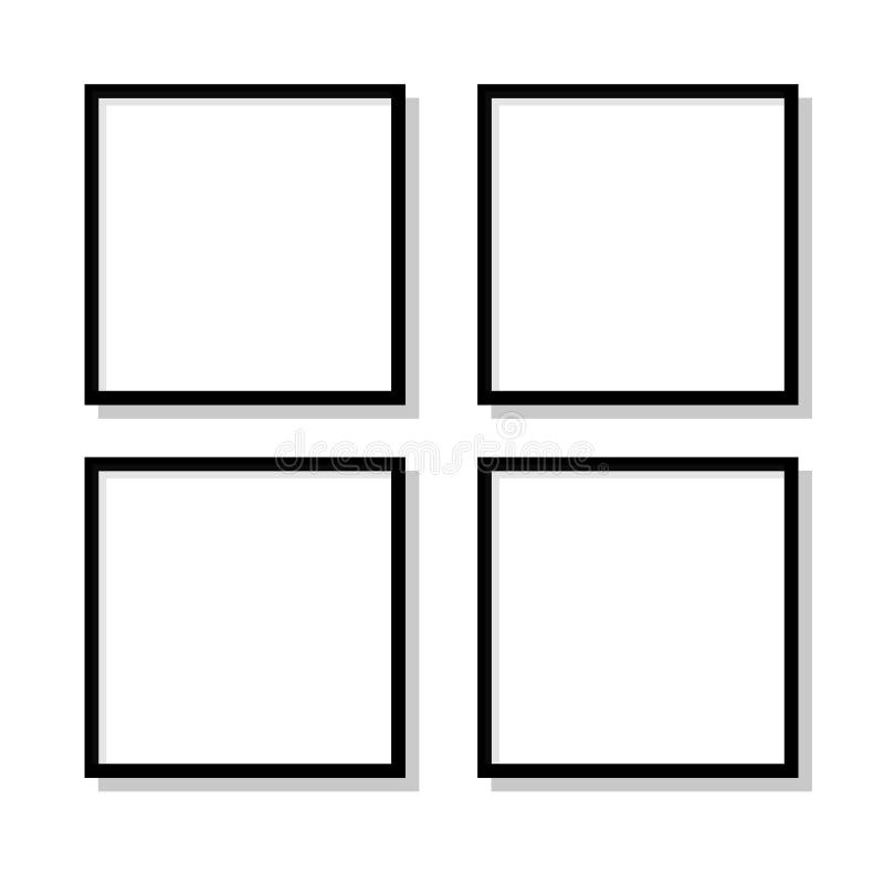 Four Blank Square Picture Frames, Template, Vector Illustration Stock ...